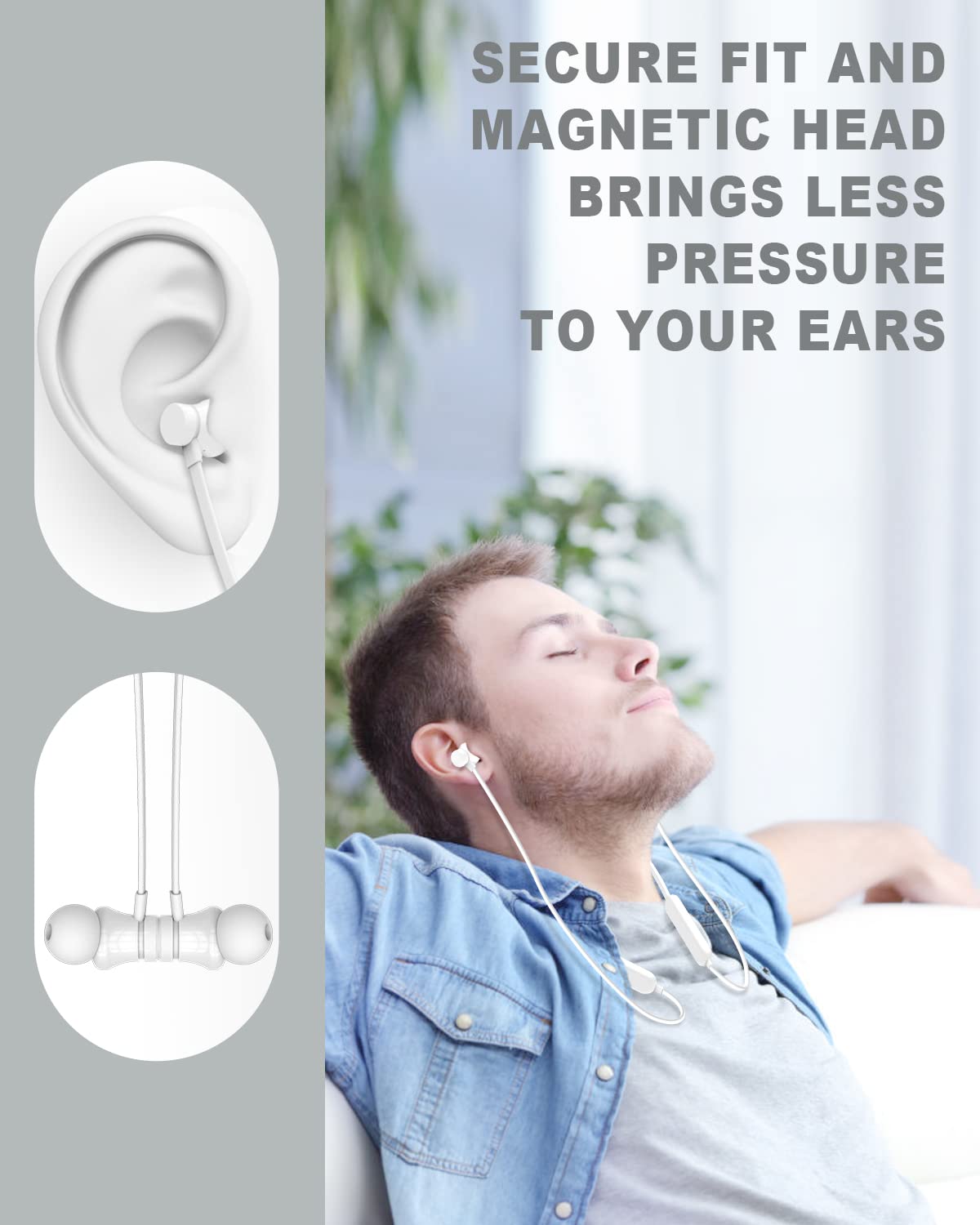 MUBIAO Bluetooth Headphones Neckband 20Hrs Playtime V5.0 Wireless Headset Sport Noise Cancelling Earbuds w/Mic for Gym Running Compatible with iPhone Samsung Android