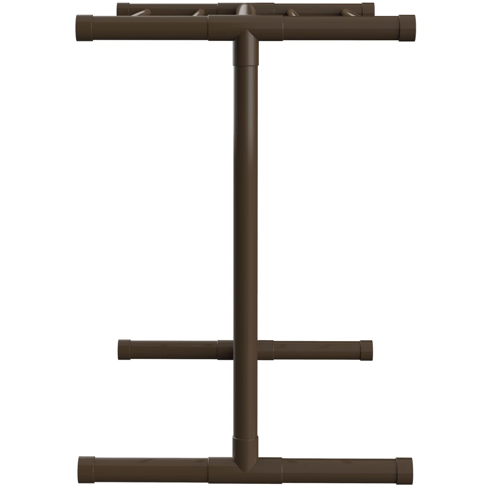 VEVOR Pool Towel Rack, 5 Bar, Brown, Freestanding Outdoor PVC T-Shape Poolside Storage Organizer, Include 8 Towel Clips, Mesh Bag, Hook, Also Stores Floats and Paddles, for Beach, Swimming Pool, Home