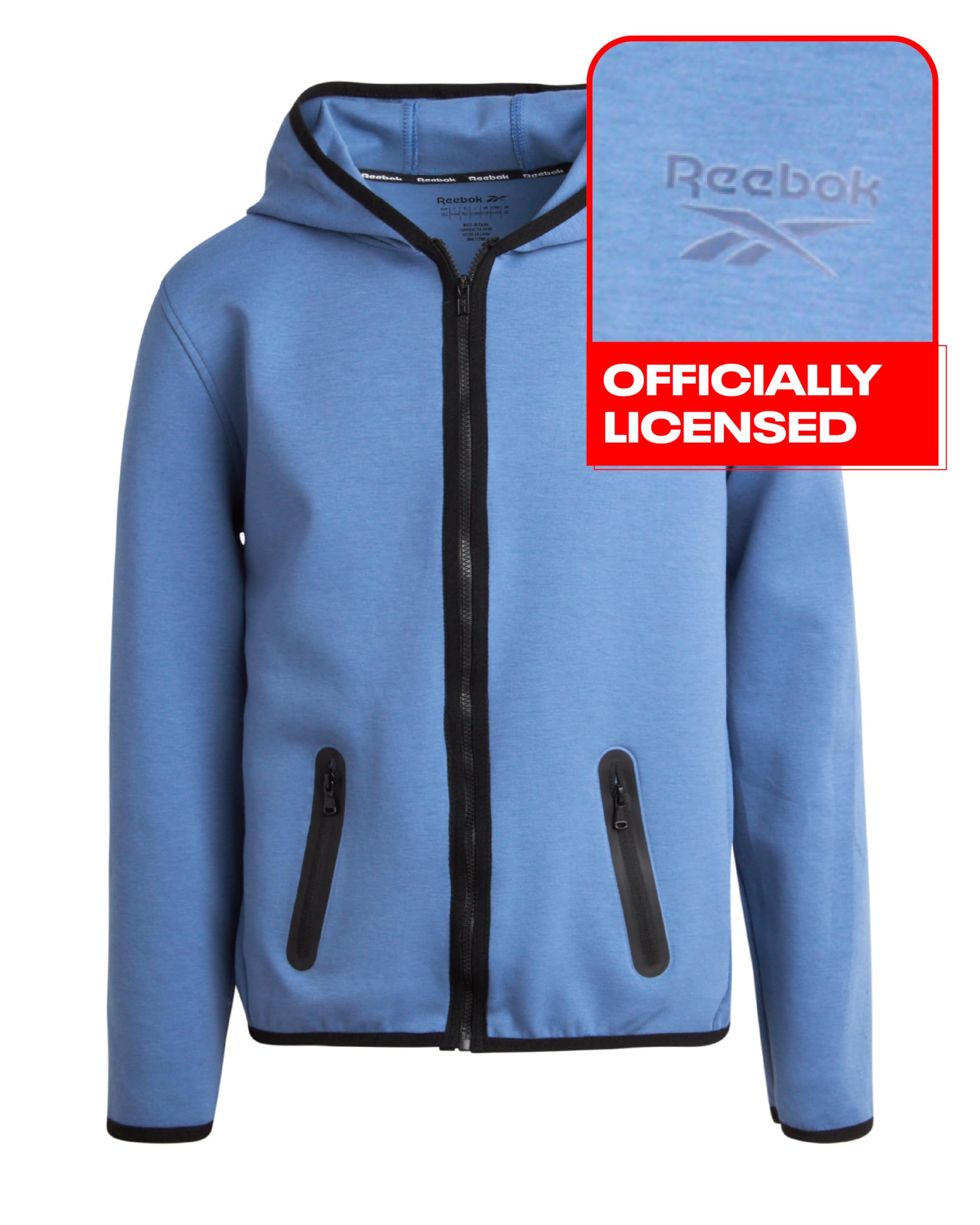 Reebok Boys' Sweatsuit - Active Fleece Zip Hoodie Sweatshirt and Jogger Sweatpants (2T-12), Size 12, Estate Blue