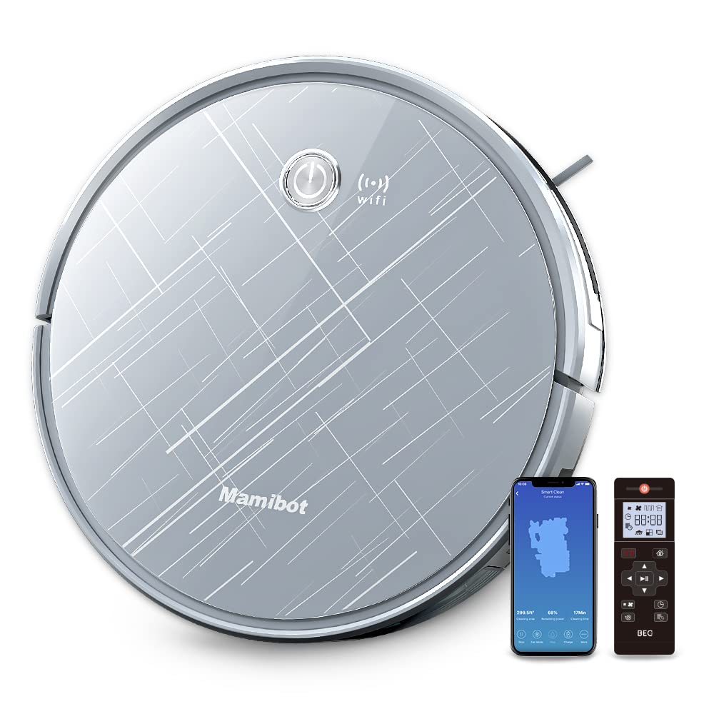 Mamibot EXVAC660 Robot Vacuum and Mop Combo, 2-in-1 Sweeping Robot Vacuum, 2800pa Strong Suction, 370ml Water Tank, Self-Charging, App/Voice/Remote Control, Ideal for Carpet/Pet Hair/Hard Floor, Gray