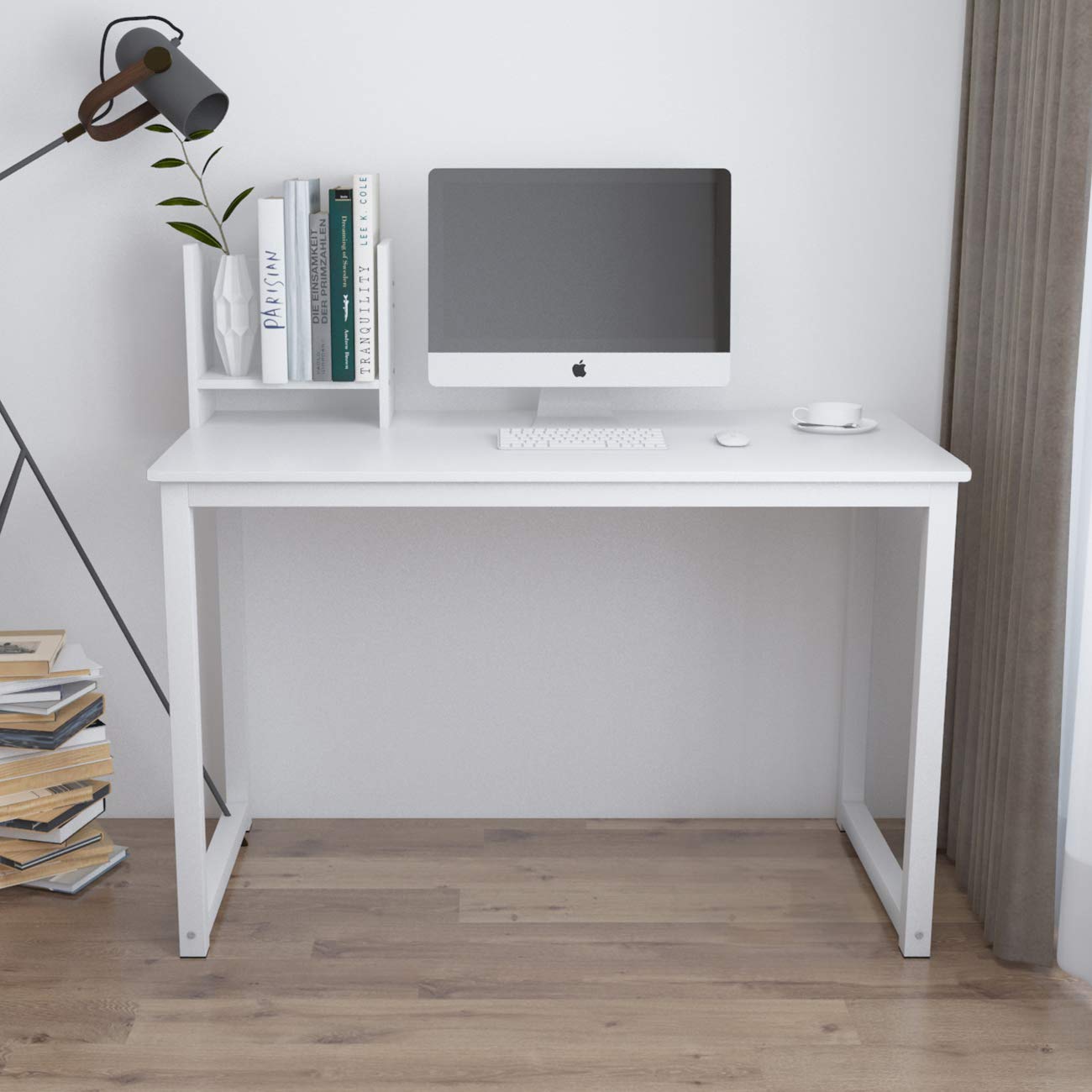 nozama Computer Desk for Home Office 47”Writing Study Desk Modern Simple Style Laptop Table (White)