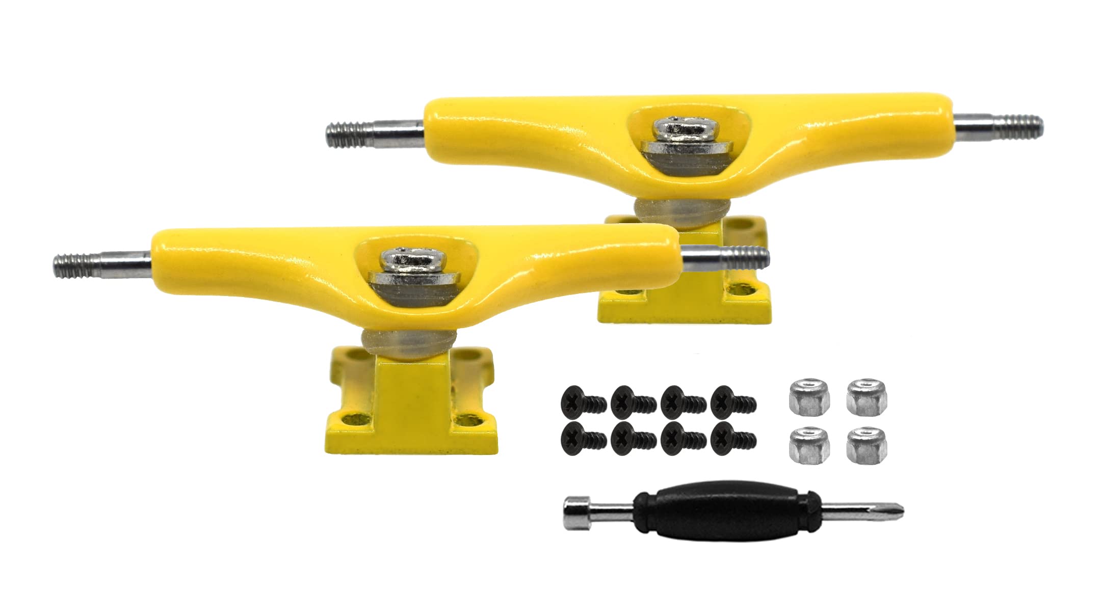 Teak Tuning Prodigy Swerve Fingerboard Trucks, Yellow Colorway - 34mm Wide - Inverted Kingpin - Professional Shape, Appearance & Components