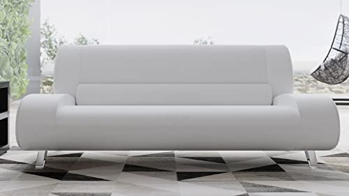 Zuri Furniture Modern Aspen White Microfiber Leather Sofa