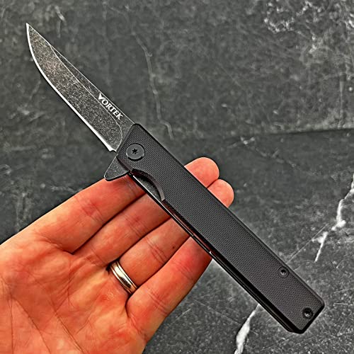 VORTEK VANGUARD: Sleek Designed EDC Folding Pocket Knife, 8Cr13MoV Blade, Fiberglass G10 Handles, Ball Bearing Pivot