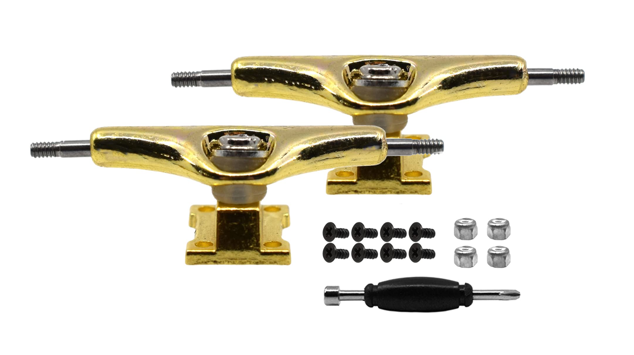 Teak Tuning Prodigy Swerve Fingerboard Trucks, Gold Colorway - 32mm Wide - Inverted Kingpin - Professional Shape, Appearance & Components