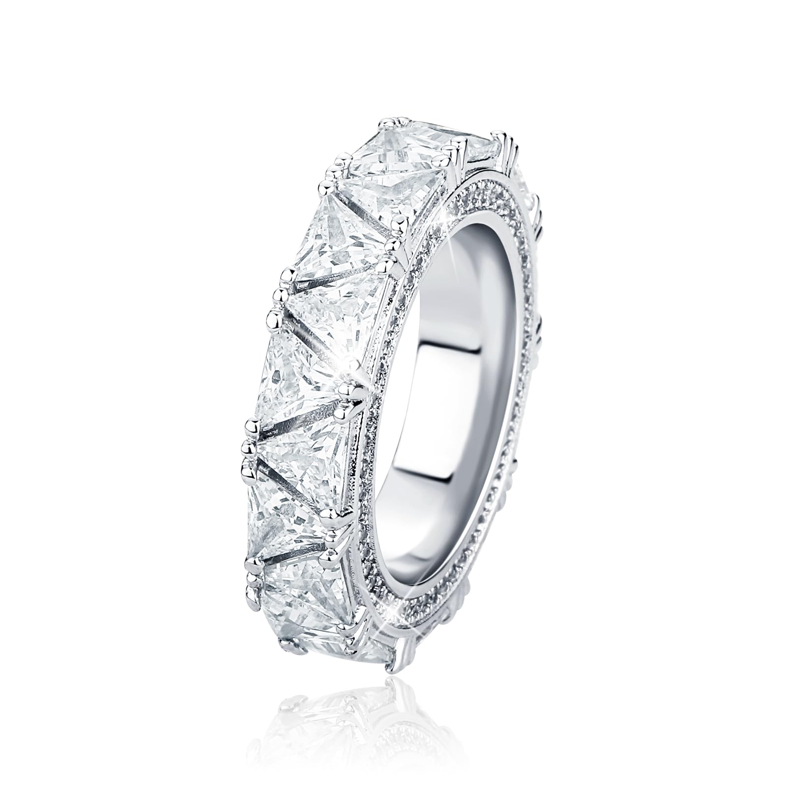 OYOGAA 14K Gold Plated Ring 5A+ Iced out Lab Simulated Diamond Band Triangular Zircon Ring for Men. (11, Gold)