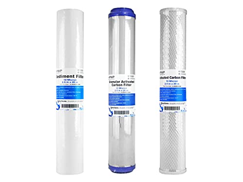 Standard Three Stage Water Filter Replacement Kit 20" Sediment, Carbon, GAC