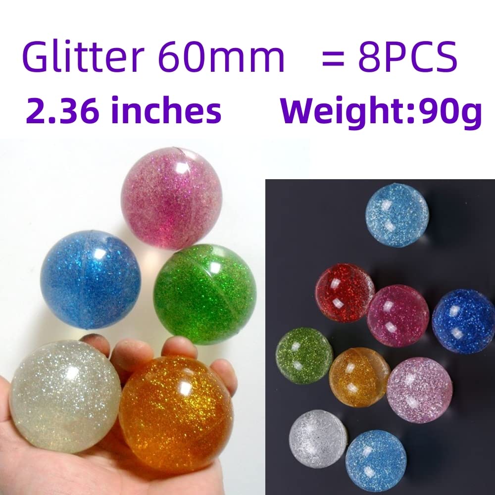 Yukoity 16 Packs of 60mm 2.36 inches Large Bouncy Balls Bulk for Vending Machine 4 Mixed Pattern, Glow in The Dark Bouncing Balls