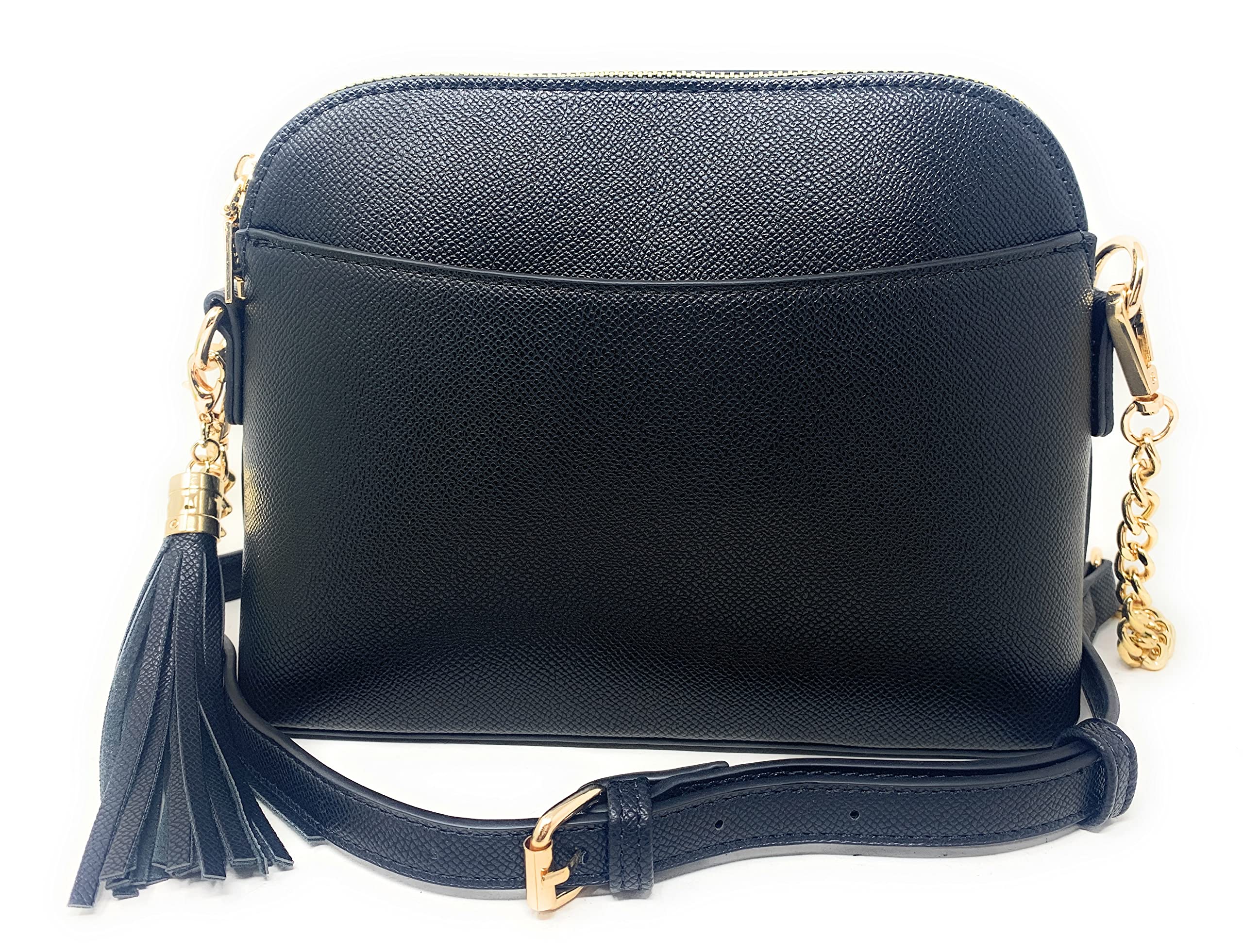 lola mae Dome Satchel Crossbody Bag for Women, Lightweight Multi Pockets Messenger Shoulder Purse Top Zipper (Black)