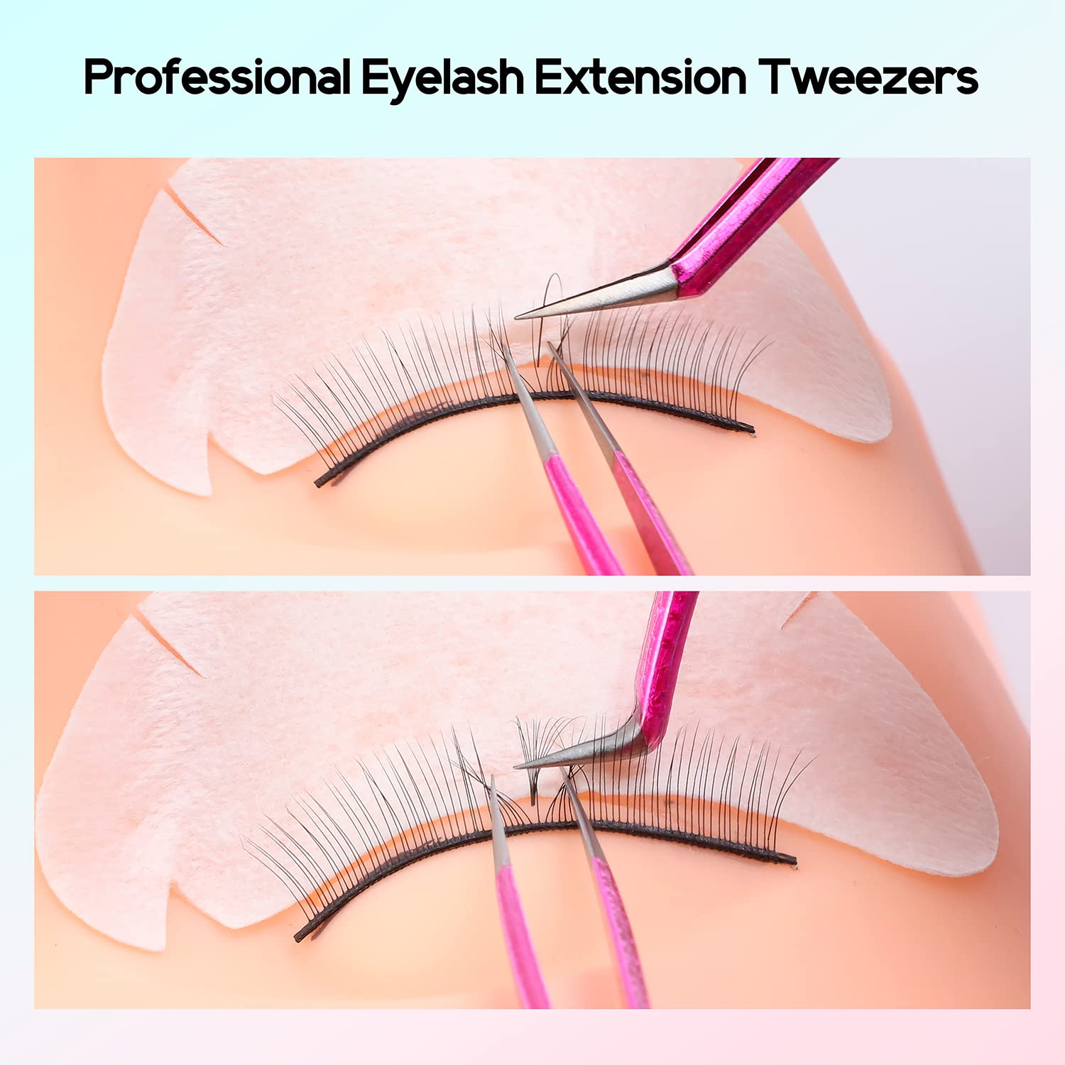 VAVALASH Lash Tweezers For Eyelash Extensions Pink Ice Crack Volume Boot Tweezers For Making Volume And Classic Fans 1 PCS Professional Individual Lashes Tweezer (Pink, V02)