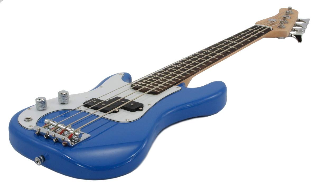 Left Handed Electric Base Guitar, Small Scale 36 Inch Children's Mini Sized 36 in Full Length, Color: Blue