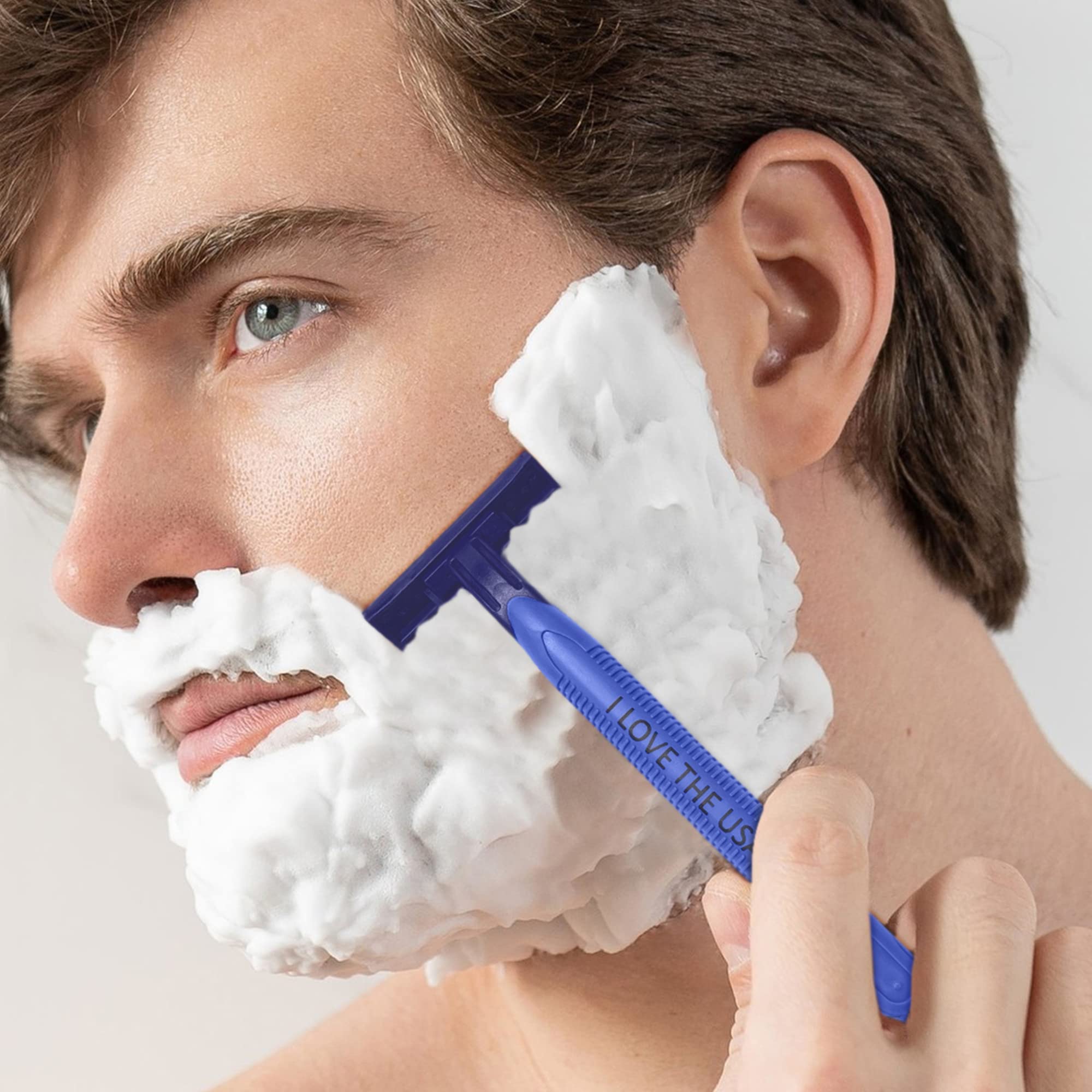 Vaylor 2 Blade Mens Disposable Shaving Razor, Shaving Inspiration - I LOVE THE USA, 100 Count