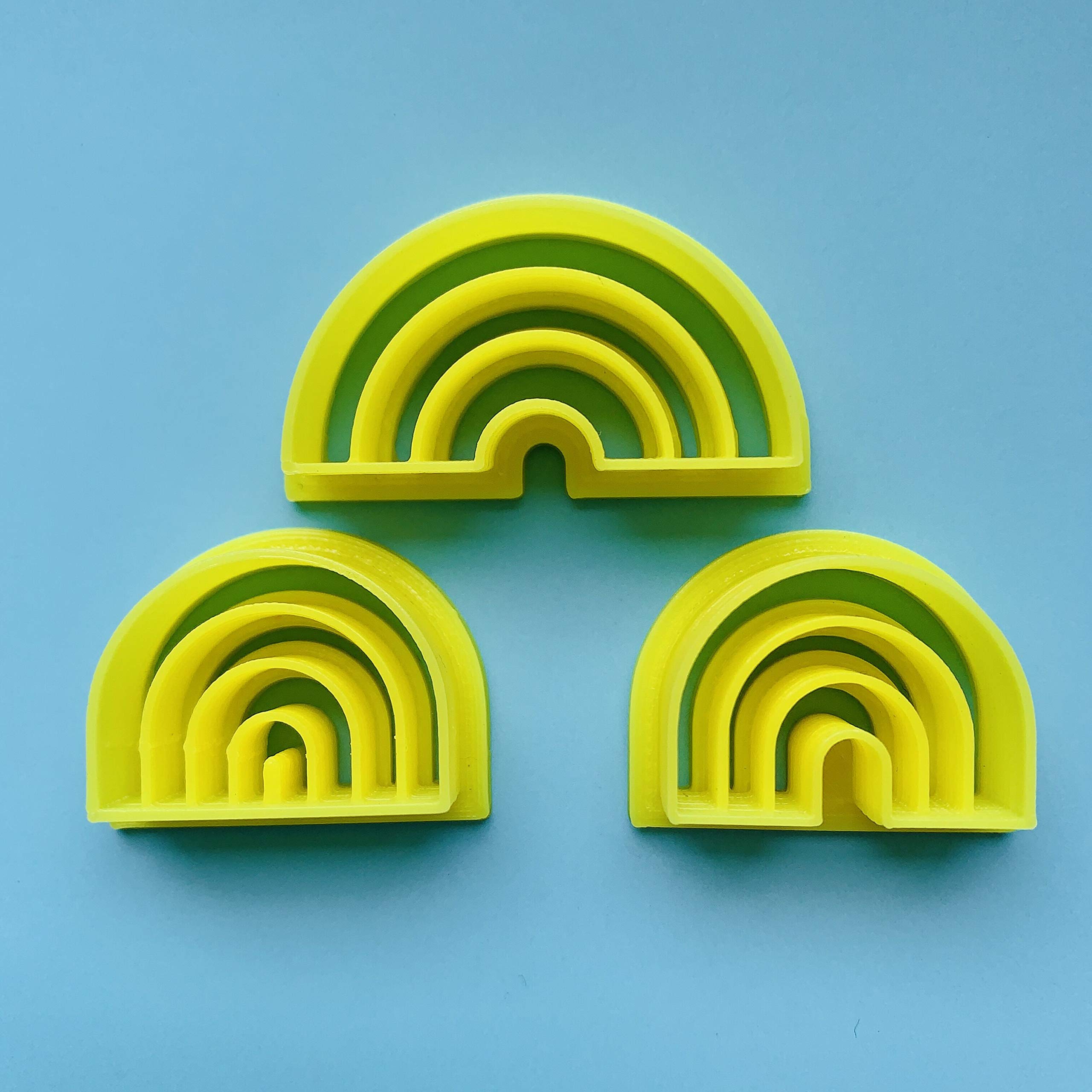 Set of 3 Rainbow Combined Stamp Polymer Clay Cutters 