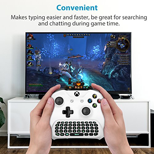 MoKo Accessories Kit for Xbox One S, 1 Pack Xbox One S Cooling Fan (White) and 1 Pack Mini Green Backlight Keyboard for Xbox One S Controller (White)