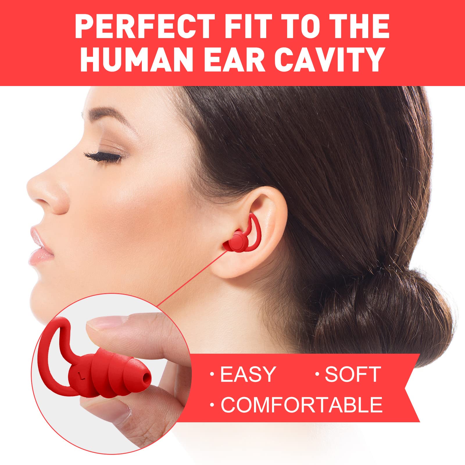 VERYCOZY Ear-Plugs-for-Sleeping-Noise-Cancelling Ear-Plugs-for-Noise-Reduction Anti-Shedding-Design Washable-Hearing-Protection-for-Sleeping Snoring Work Travel, 1.0 Count