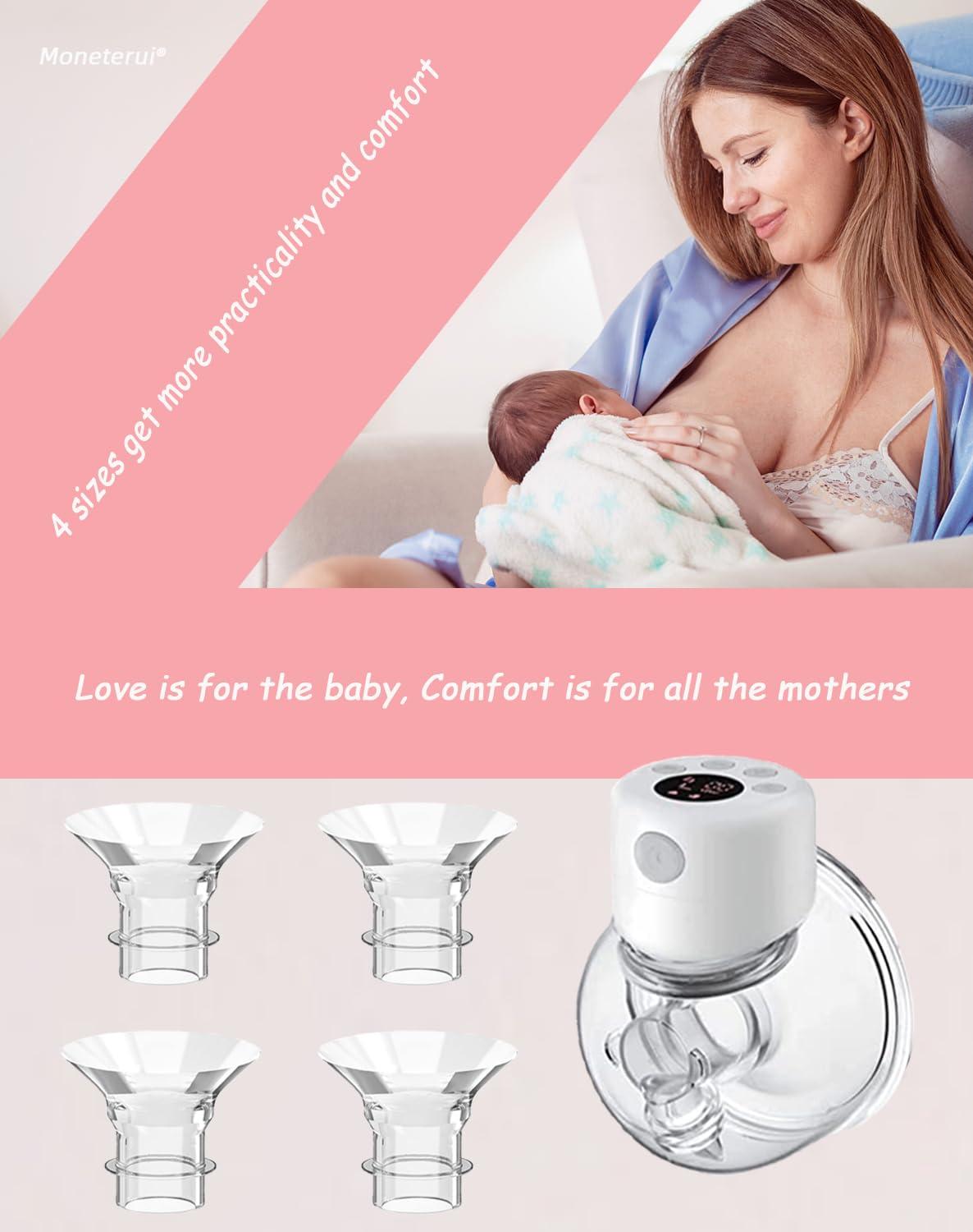 Moneterui 8PCS Flange Inserts,15/17/19/21mm,Compatible with Momcozy S12 Pro/S9 Pro/S12/S9 Wearable Breastpump Cup,for Medela/Spectra/Bellaaby,Fit in 24mm Shields/Flanges,Breastfeeding Essentials