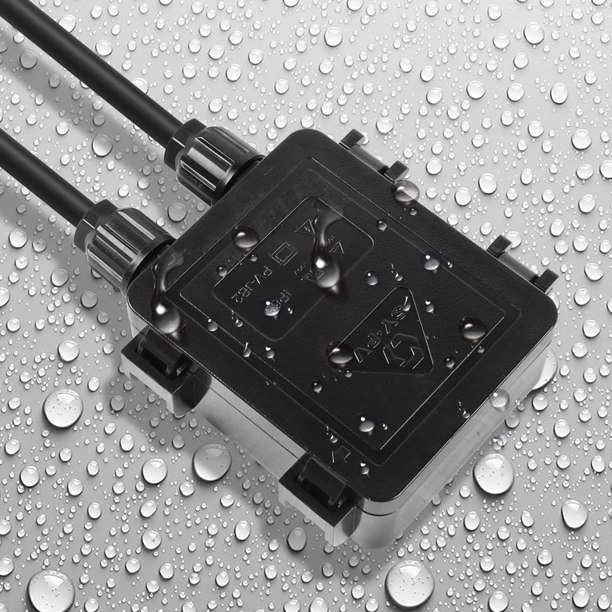 PNGKNYOCN Solar Junction Box PV Connector,IP67 Waterproof Solar Junction Box with 11AWG 50cm Solar Cable Connector for 250w to 300w 20A Solar Panel