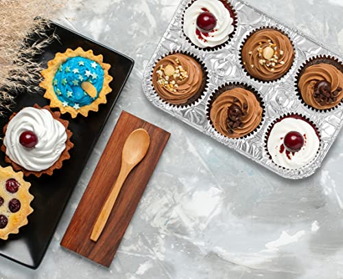 PARTY BARGAINS 6-Cup Aluminum Muffin Pans - 20 Pack, Standard Size Cupcake Pans, Disposable Muffin Tin for Baking (Max 240°C)