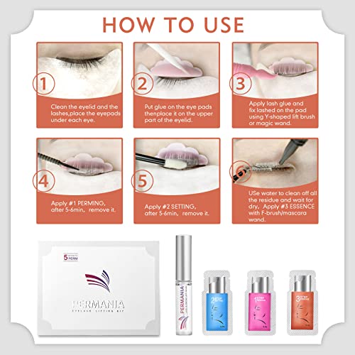 PERMANIA Lash Lift Kit,Lash Perm Kit, Fast Eyelash Lifting 5 Minutes DIY at Home with Strong Glue Disposable Sachet Lash Perming Kit Last 8 Weeks(30pcs)