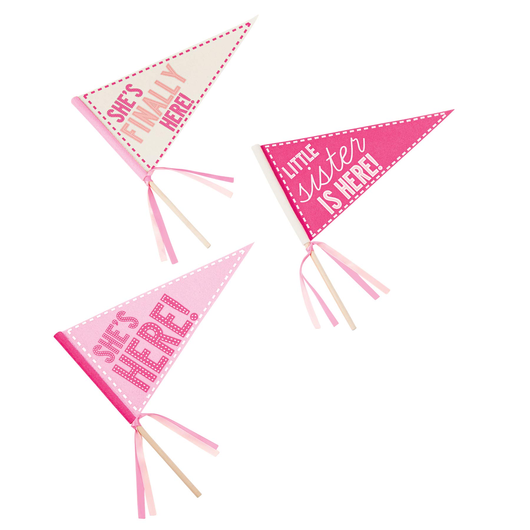 Mud Pie Little Sibling Pennant Flag Set, Little Sister, Pink