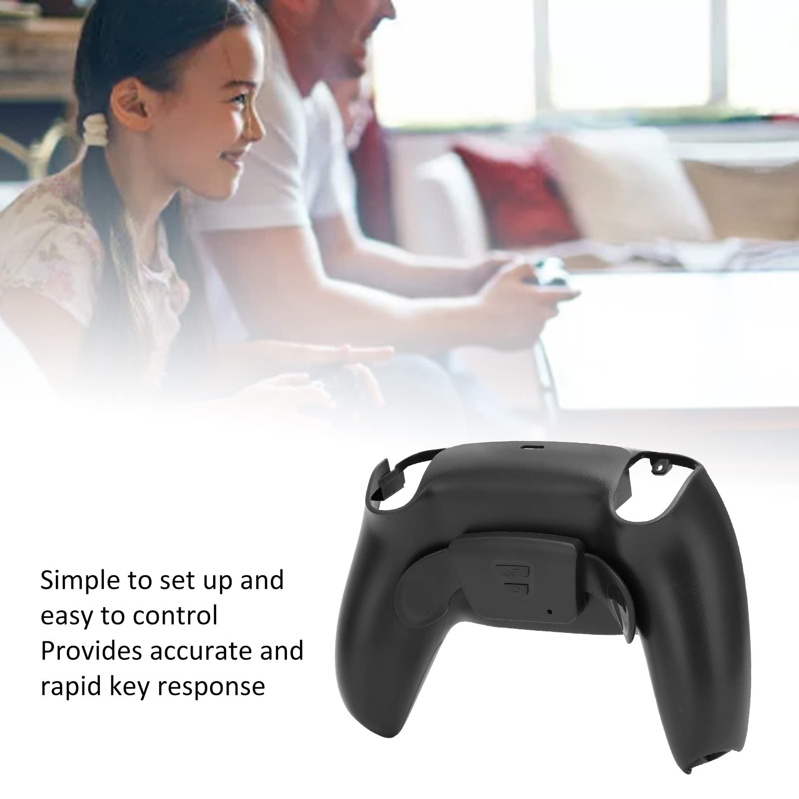 Replacement Controller Back Shell for , Paddle Burst Mapping Function, DIY Redesigned Gamepad Dual Back Attachment Housing Kit for (Black)