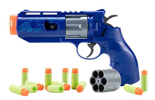 Rekt Jury Revolver CO2-Powered Foam Dart Blaster Pistol Gun, Blue