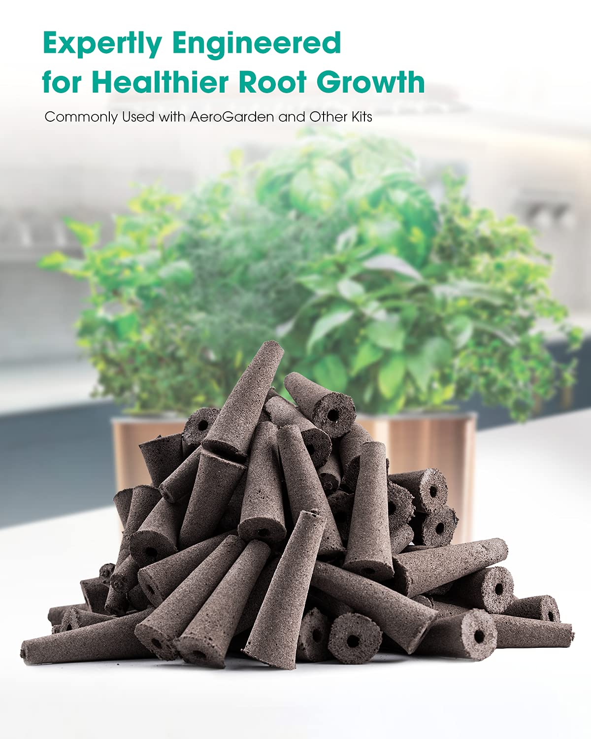 VIC VSEE 100 Pack Growth Sponges, Replacement Root Growth Sponges Seed Pods Compatible with AeroGarden, Seedling Starter Sponges Kit for Hydroponic Indoor Garden System