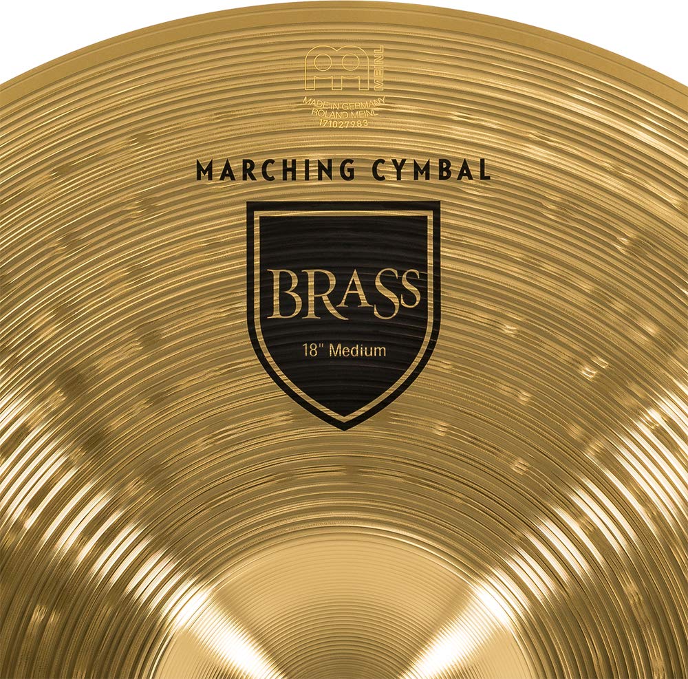 Meinl 18” Marching Cymbal Pair with Straps - Brass Alloy Traditional Finish - Made In Germany, 2-YEAR WARRANTY (MA-BR-18M)