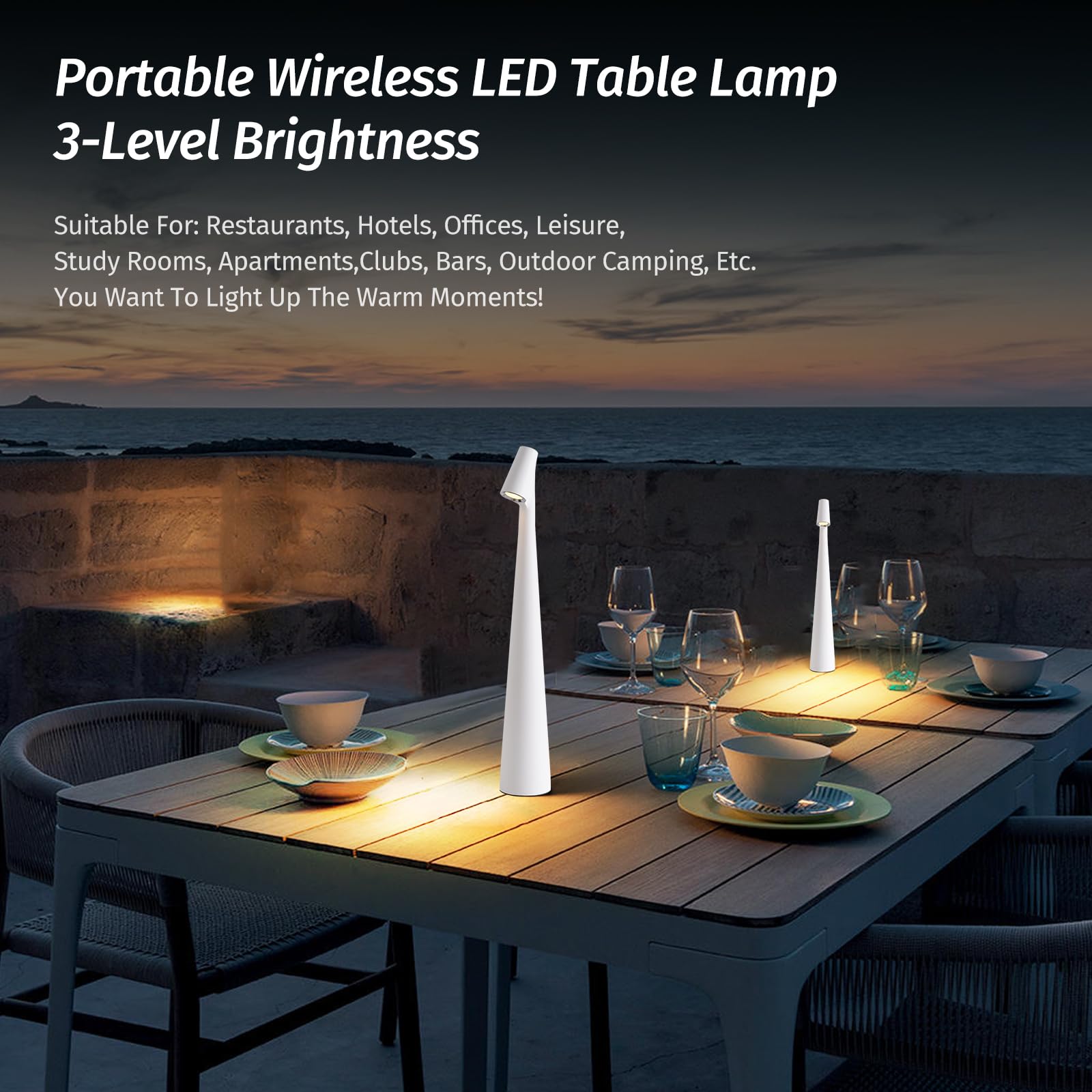 MESIYO Battery Cordless Table Lamp Cordless Led Portable Desk Touch Dimmable Night Light Ip54 Aluminum Indoor/Outdoor Lighting Control Light for Bedroom, Desk, Office