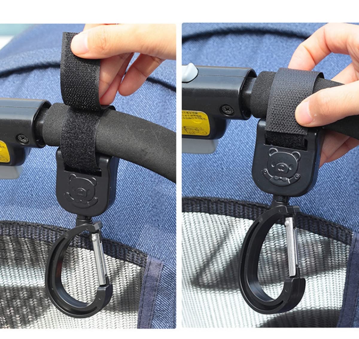 Ymeibe 3Pcs 360 Degree Rotation Baby Stroller Hooks, Multifunctional Baby Stroller Buckle, Rotating Hooks for Infants Babys Carriage Mommy Bag Diaper Bag Purse (Black)