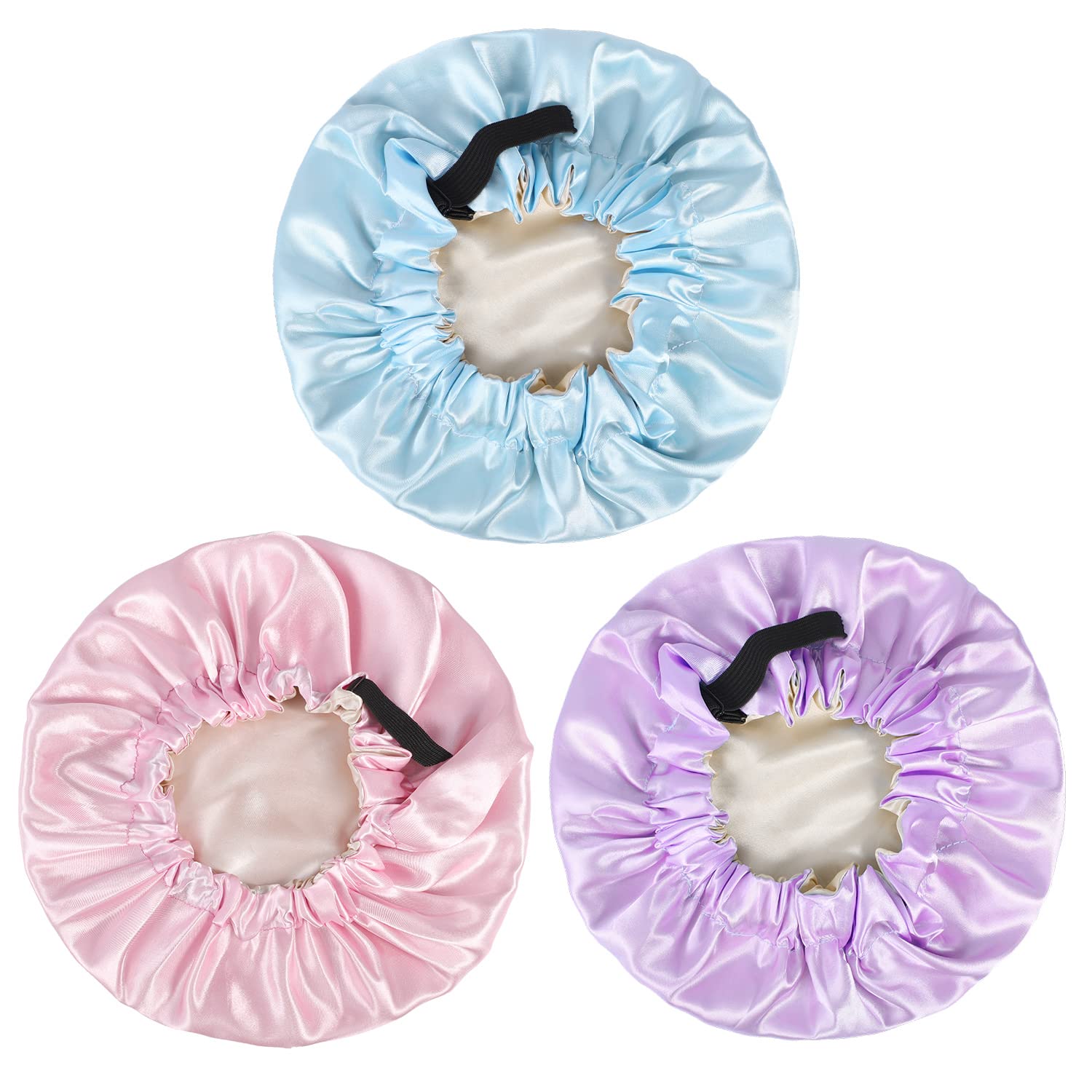 WSICSE 3 Pcs Baby Kids Bonnets, Adjustable Bonnet for Kids Toddler Double Layer Satin Bonnet for Sleeping