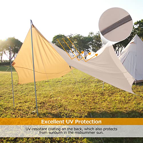REDCAMP 17X16FT Camping Tent Tarp with Poles, 4-6 Person Multifunctional Awning Canopy Sun Shelter for Outdoor, Picnic, Hammock
