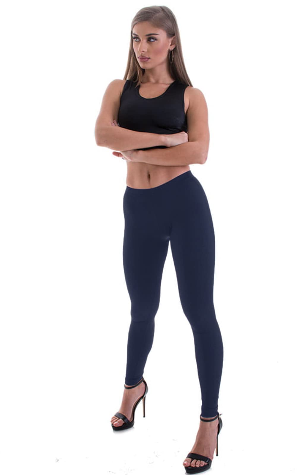 Therma Pro Women's Fleece Lined Winter Leggings - High Waist Thermal Ultra Soft Pants, Navy Blue, Large