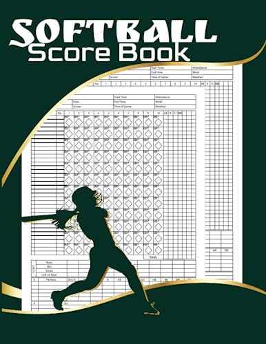 Softball Scorebook: 120 Page Baseball Scorebook with Line up Cards & Pitch Count Large Print 8.5 x 11" , Softball Scorekeeping book, Softball Score Sheets