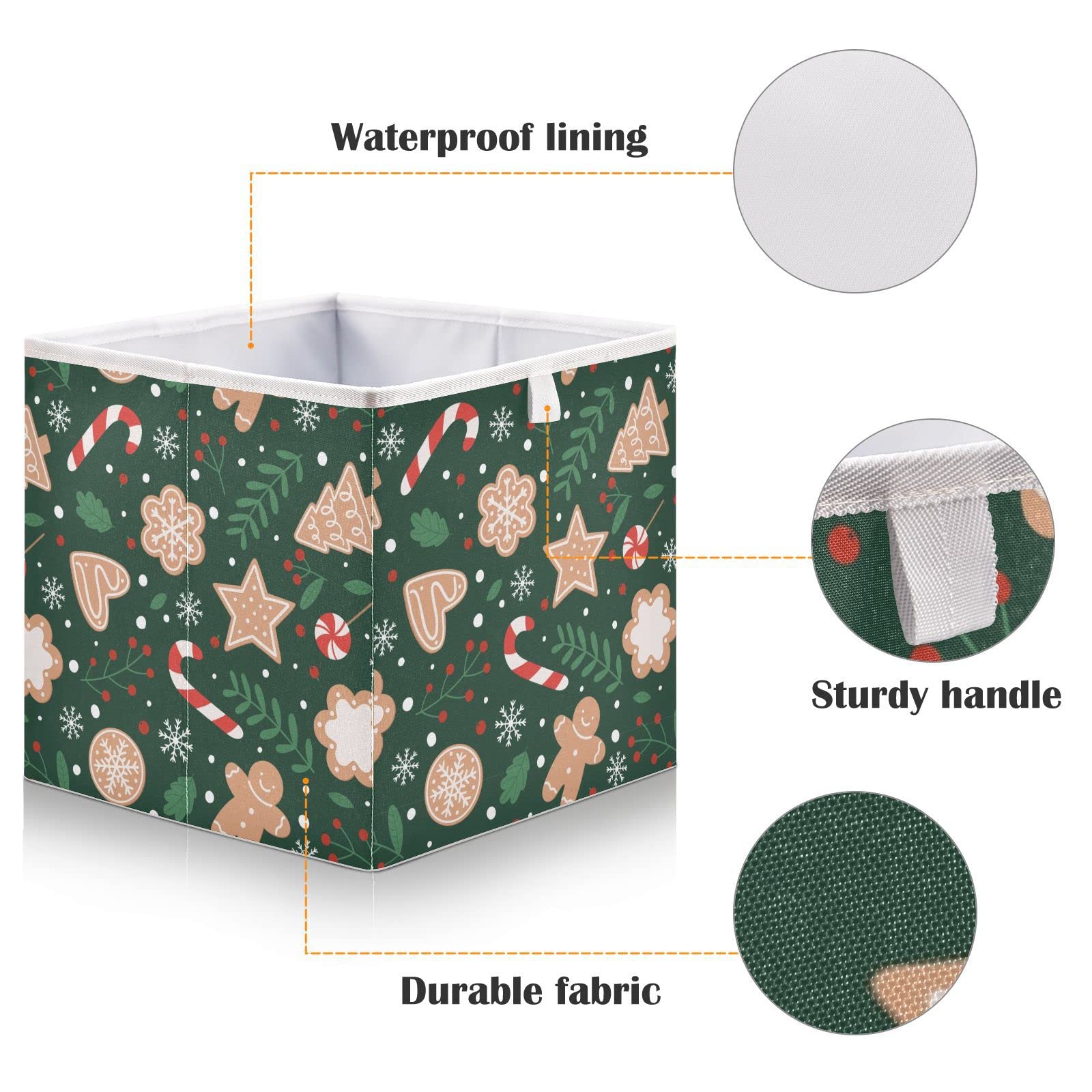 NFMILI Storage Bins (Christmas Candy) Large Storage Baskets Collapsible Fabric Storage Cubes Organizer with Handles