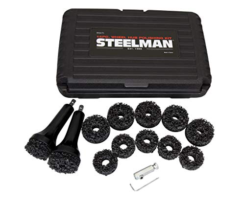 Steelman Hub and Rotor Polishing Kit with Storage Case, Nylon Pads, Fits 3/8 and 1/2-inch Drills, 1/2-inch Impact Wrenches, and Includes a 3/8-inch Adapter for Low-Speed Tire Buffer
