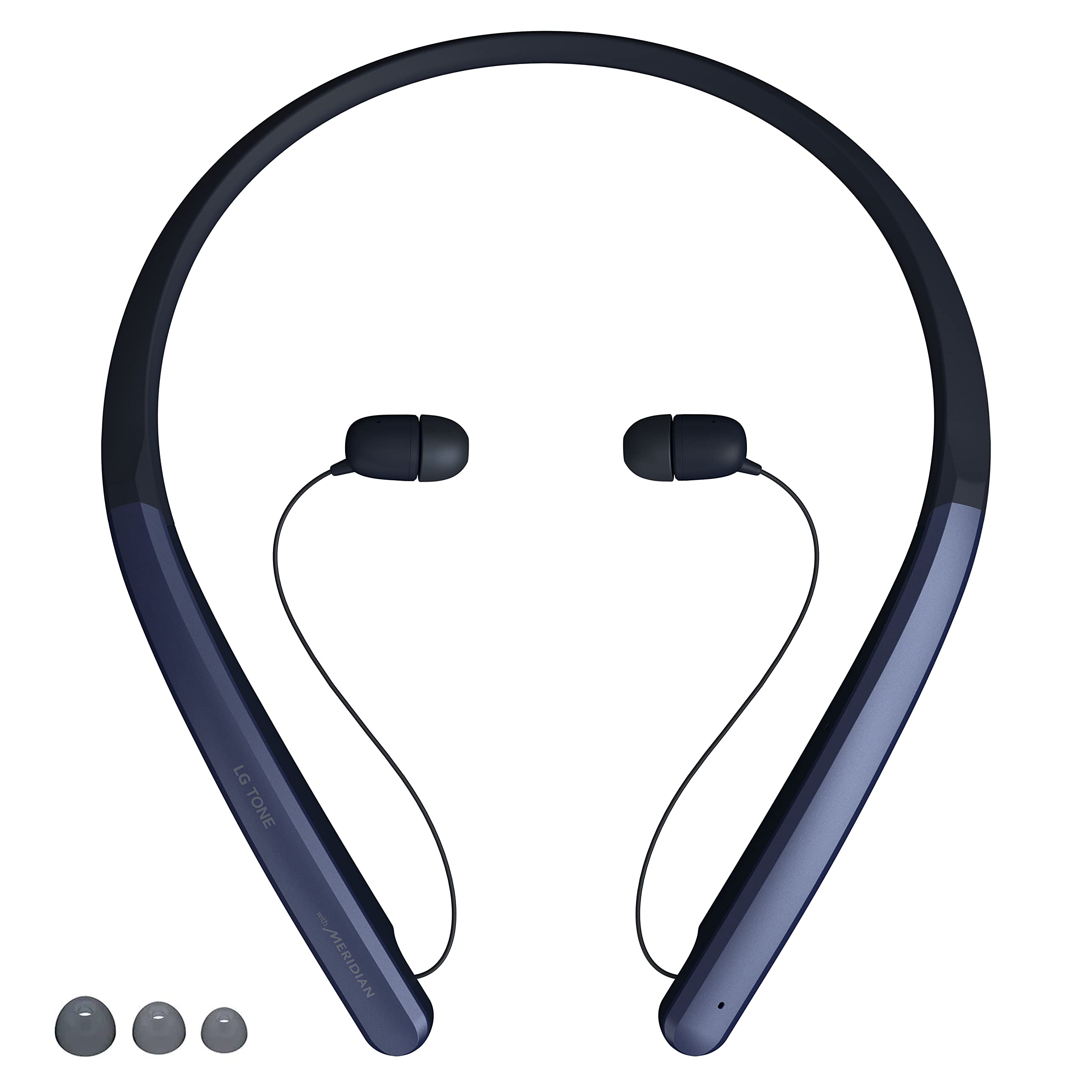 LG Tone Flex Wireless Bluetooth Stereo Neckband Earbuds HBS-XL7-32-Bit Hi-Fi DAC, Meridian Audio,Google Assistant (Wall & Car Charger- Navy Blue) (Renewed)