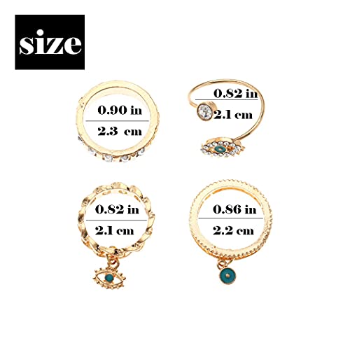 Sillaget Crystal Knuckle Rings Set Star Moon Rhinestone Boho Stackable Finger Rings Midi Ring for Women Gold Joint Rings (4PCS) (F)