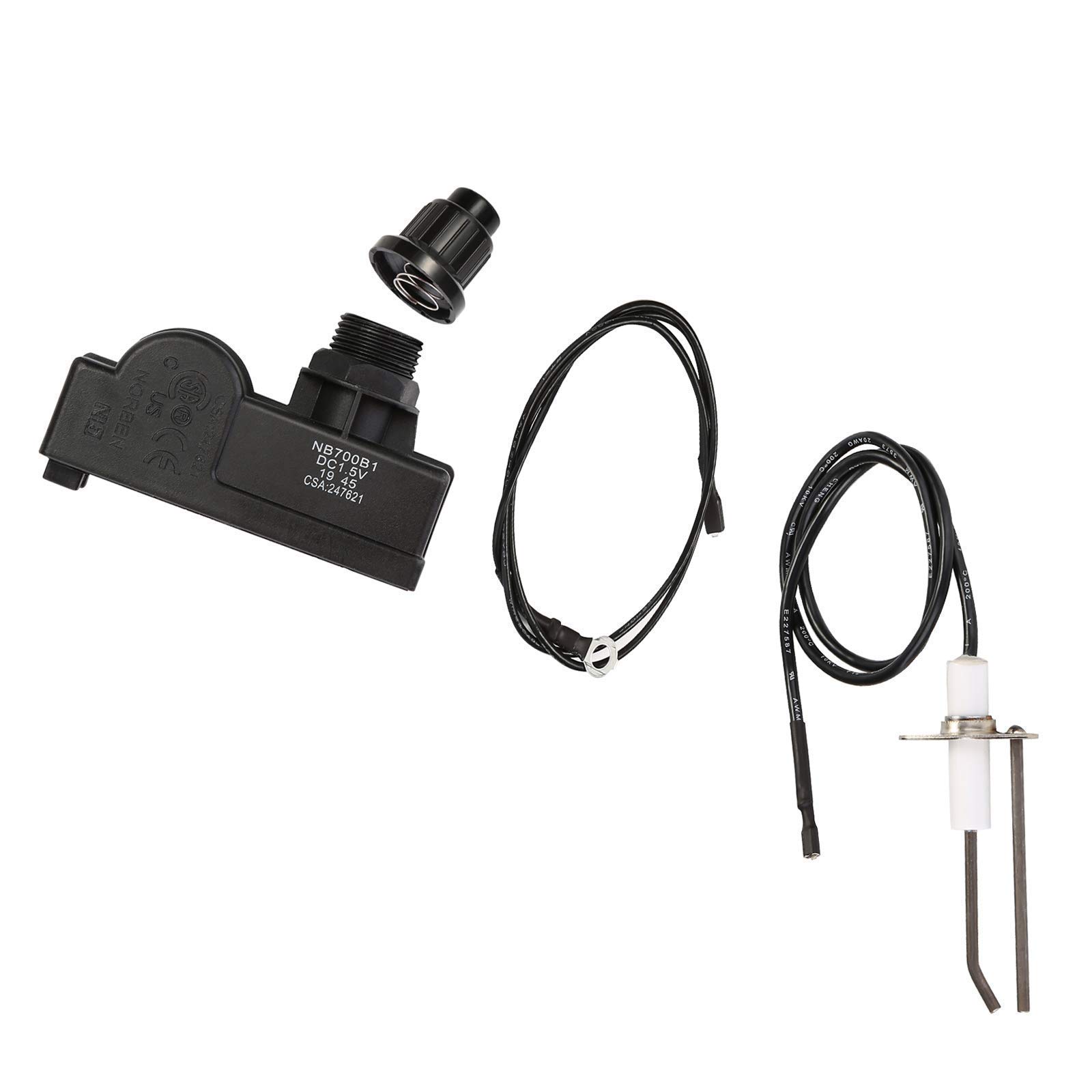 WADEO Bundle - 2 Items Low Pressure LPG Propane Gas Fireplace Fire Pit Flame Failure Safety Control Valve Kit - Fire Pit Igniter, Push Button Ignition Kit for Gas Grill, Heater, Fire Pit