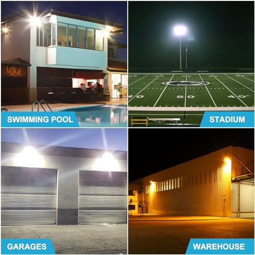 Lightdot 2Pack 70W LED Flood Light Outdoor with Knuckle, 100-277V【Driver Equipped, 5 Years Warranty】 IP65 Waterproof 10500LM, 5000K Daylight [Eqv. to 280W HPS/WH] Dusk to Dawn Photocell Sensor-Brown