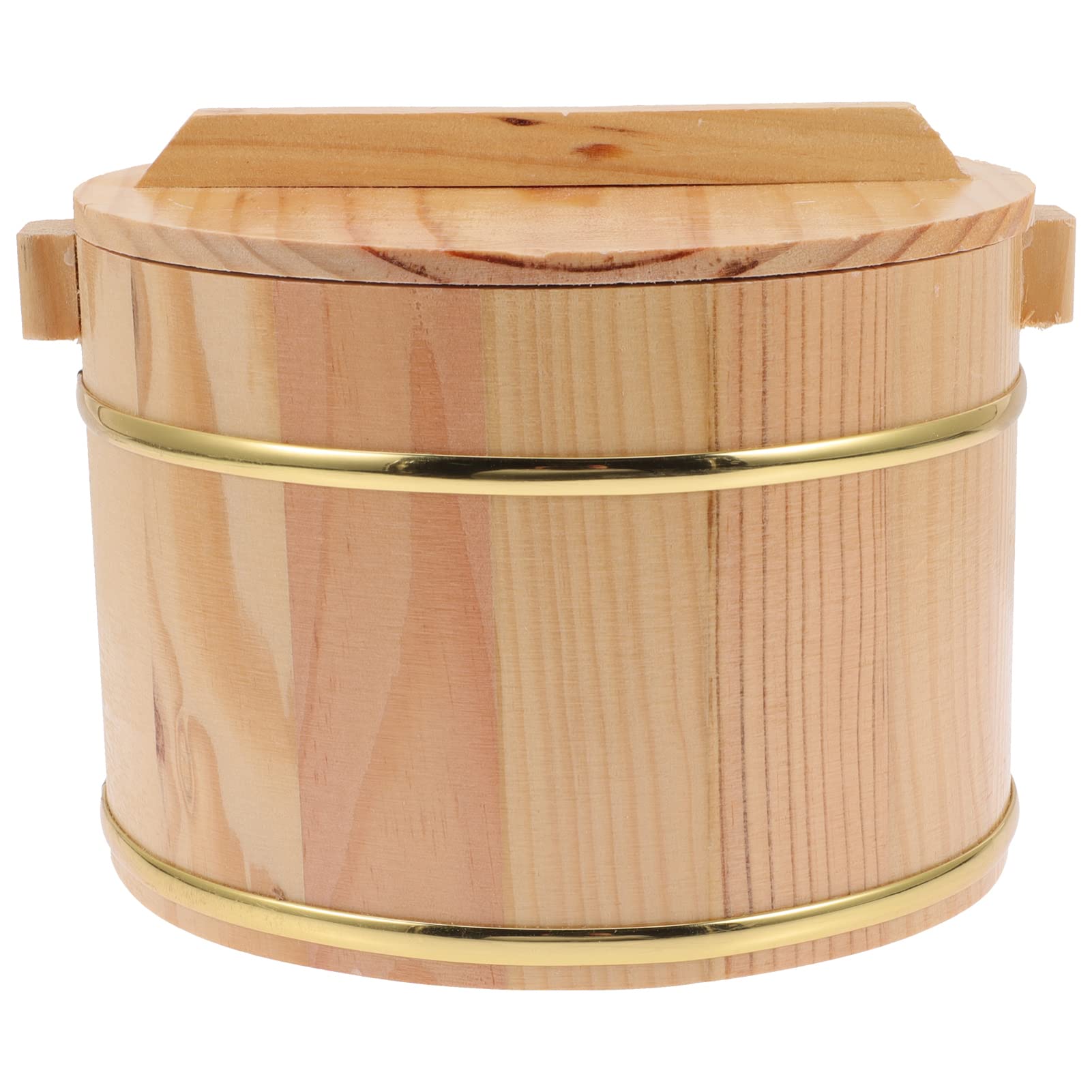 Rice Bowl Rice Bucket Wood Cooking Steamer: Wooden Steamed Cask Sushi Rice Cooling Bowl Rice Bowl Rice Cooking Tub with Lid for Home Restaurant Rice Sushi Bowl 18cm Rice Steamed Bucket