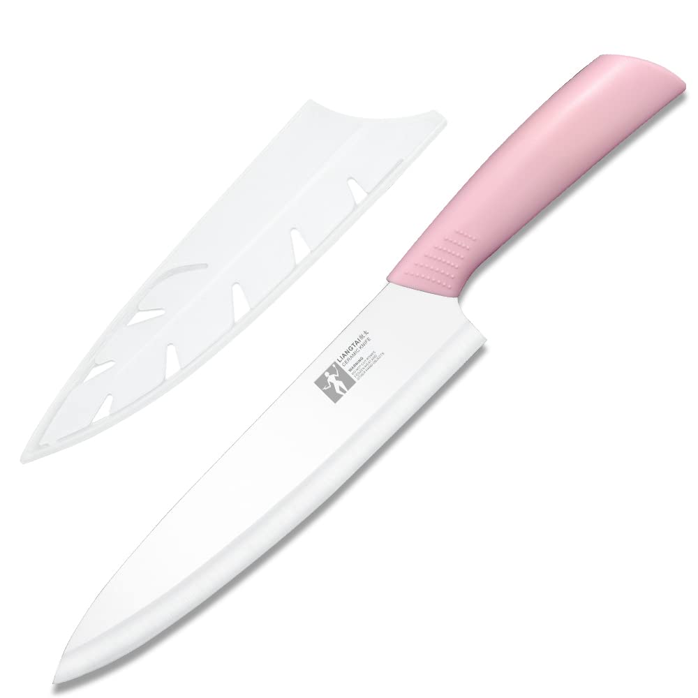 LIANGTAI Ceramic Knife 8 Inch Chef's Knife【Blade Thickness 2.0mm】 (Light Blue Handle)