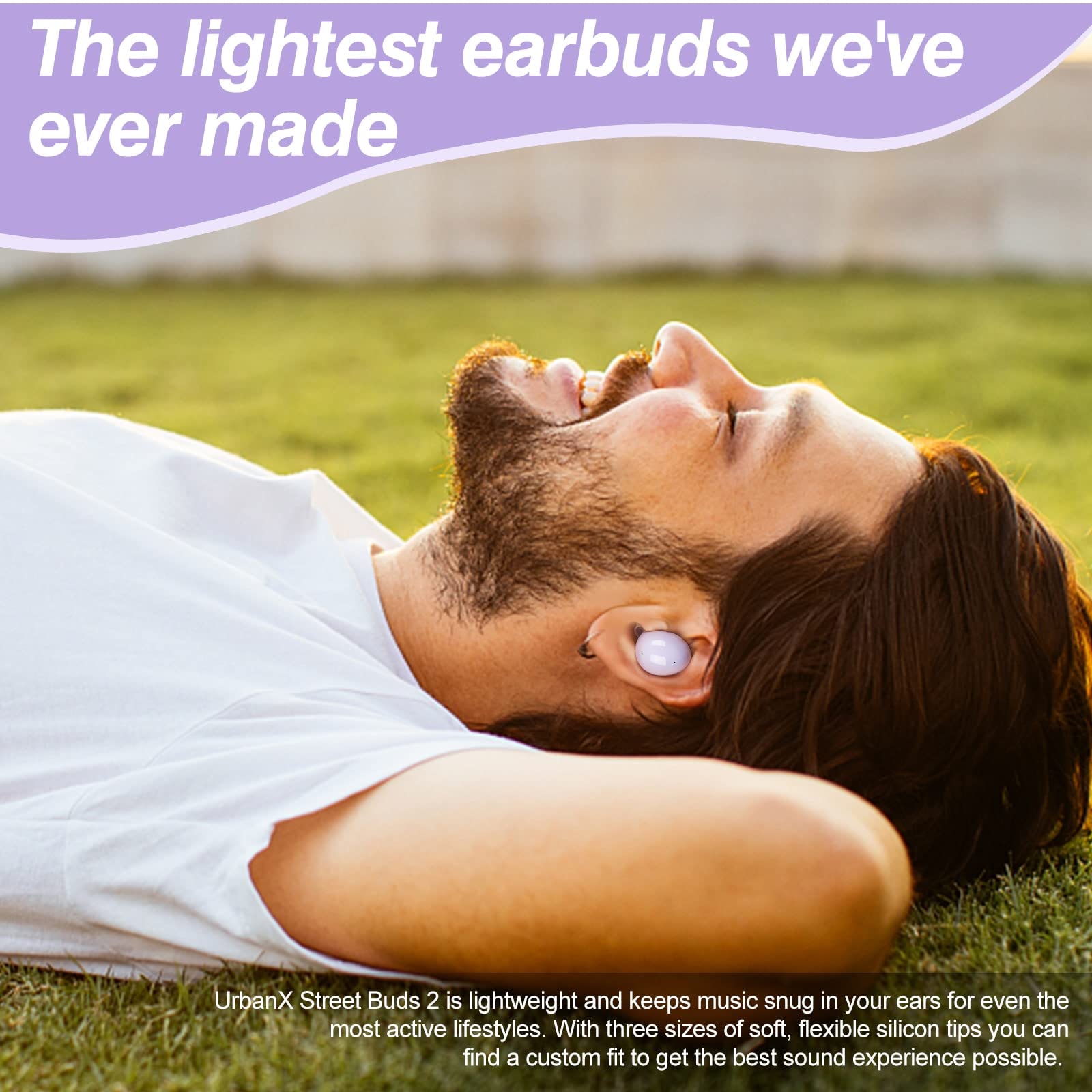 UrbanX Street Buds 2 for Infinix Note 7 - Truly Wireless Bluetooth Headphones with Noise Isolation, Amplified Bass and Dual Dynamic Microphone - Purple