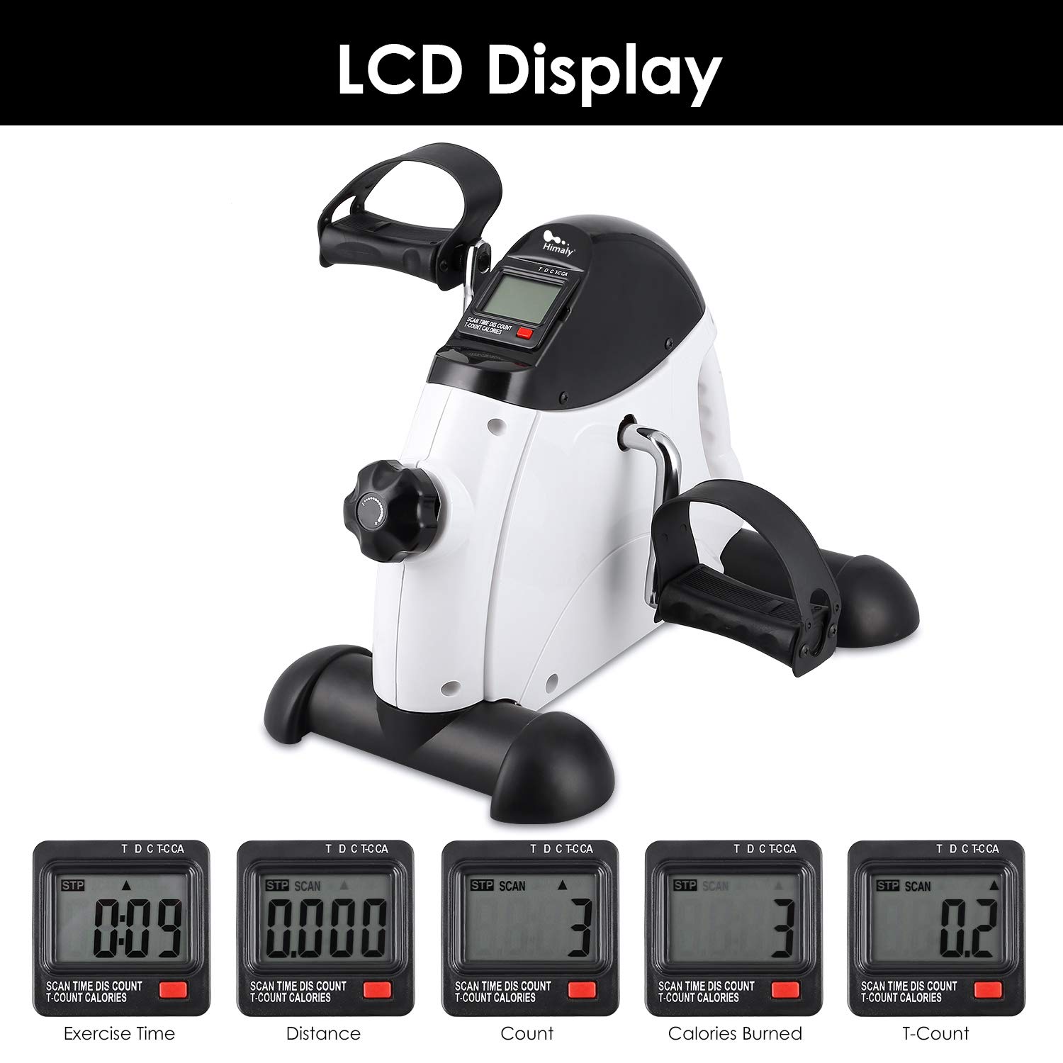 Mini Exercise Bike, Under Desk Bike, Arm & Leg Peddler Machine with LCD Screen Display, Portable Cycle