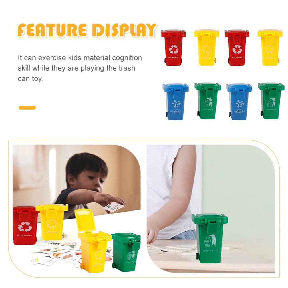 TEHAUX 8pcs Mini Trash Can Trash Can Child Toy Kid Garbage Can Toys Small Garbage Can Toys Garbage Can Kid Toy Children’s Toys Kids Toys Classification Bucket Pulley Clamshell Plastic