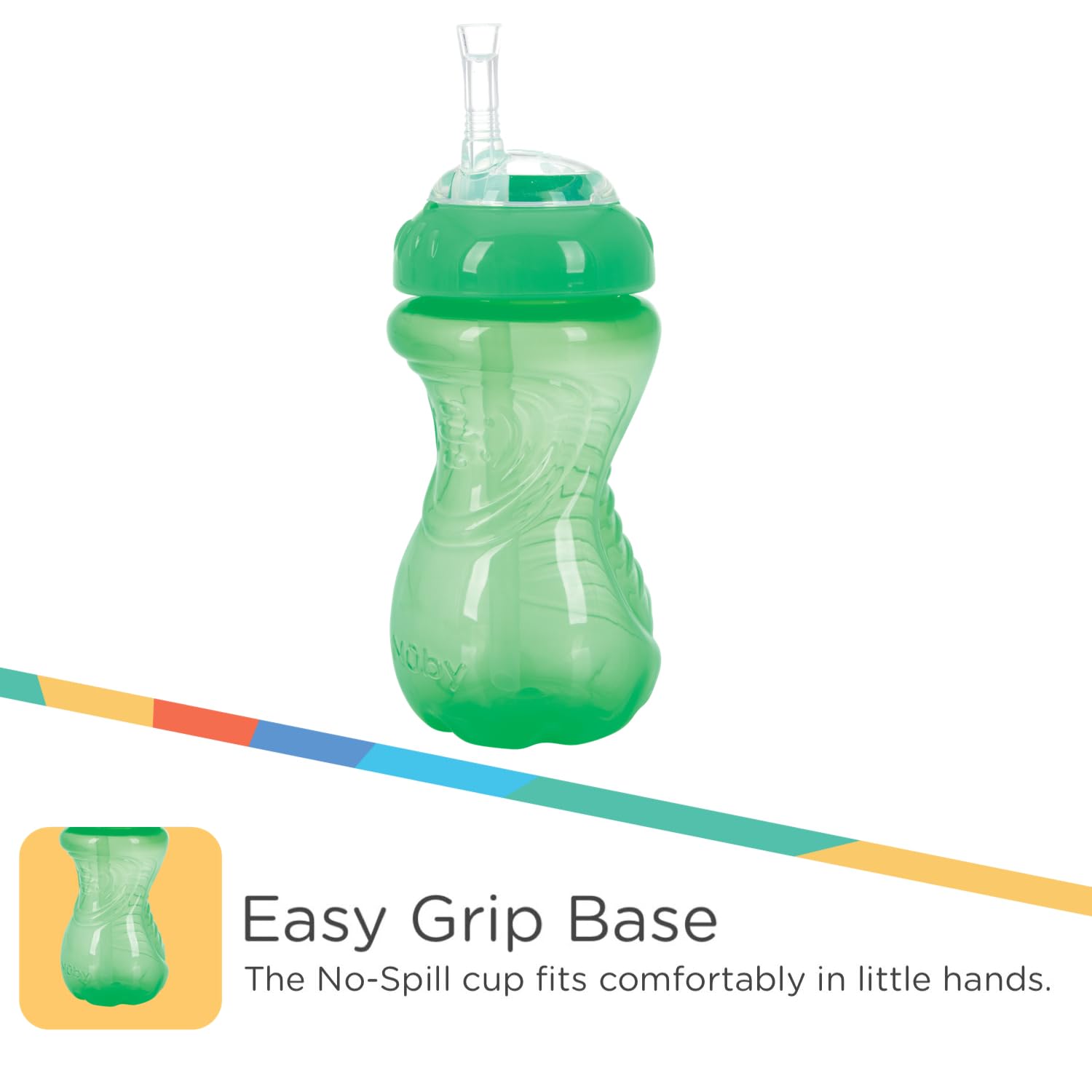 NUBY 3 Pack No Spill Flex Straw Toddler Sippy Cups - Toddler Cups Spill Proof with Easy and Firm Grip - BPA Free Toddlers Cups - Green, Blue, Aqua