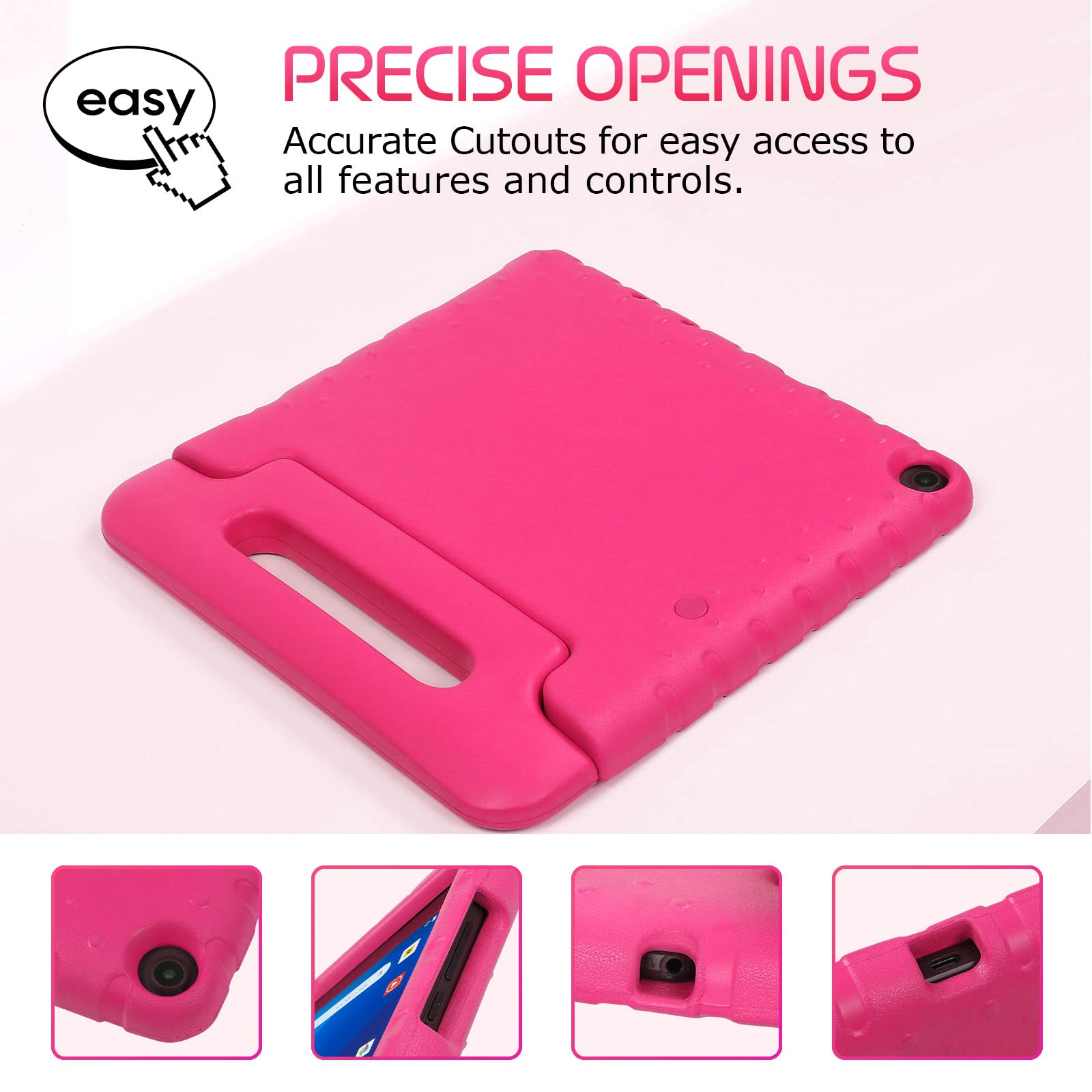 Viahoo Kids Case for Walmart Surf Onn 10.1" Tablet Gen 2 Model 100011886 Shockproof & Kid-Proof Foam Cover with Handle Stand Heavy-Duty Flexible Durable Case for Girls, Pink