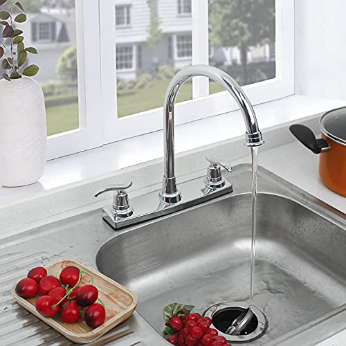 SOLVEX 2 Handle Kitchen Sink Faucet, High Arc 360 Swivel Stainless Steel Pipe 3 Hole Kitchen Faucet, Commercial Modern Chrome Kitchen Sink Faucet, US-SP-80093