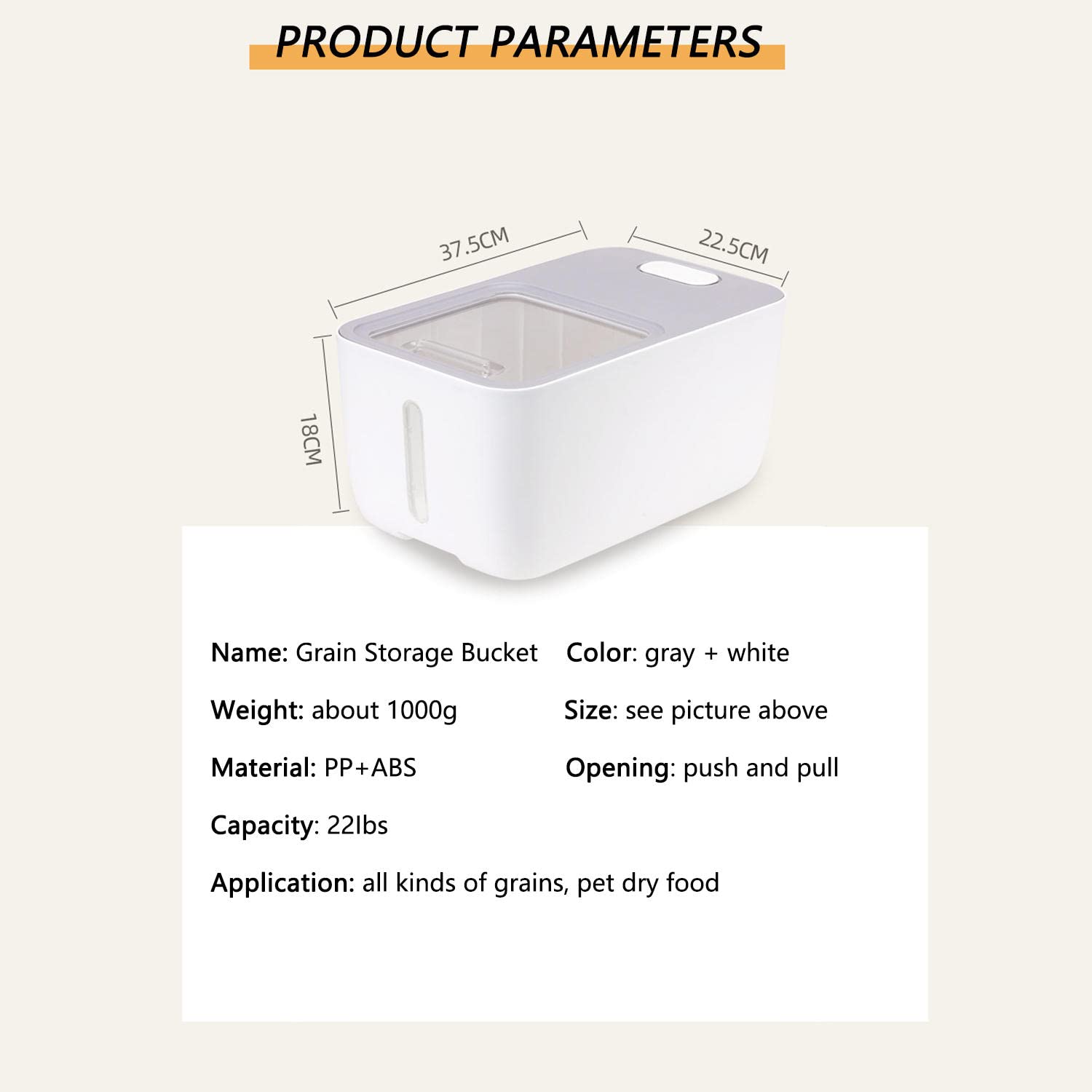 Rice Container, 22lbs Rice Storage Container, Slide Lid Rice Container, Cereal and Pantry Storage containers, Storage containers for a Pantry, Dry Food Storage containers