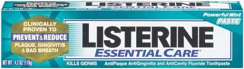 Listerine Essential Care Toothpaste, Powerful Mint Paste, 4.2-Ounce Tubes (Pack of 4)